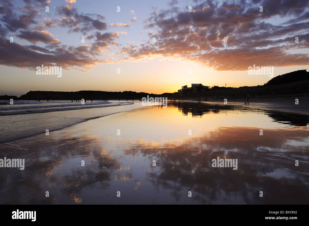Sunset on the beach in Torquay, Victoria, south Australia Stock Photo ...