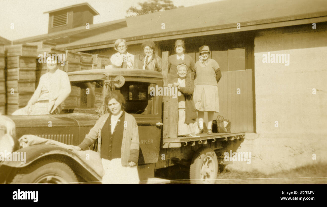 Circa 1930 photo, old packing crates marked G.G. Barker on delivery ...