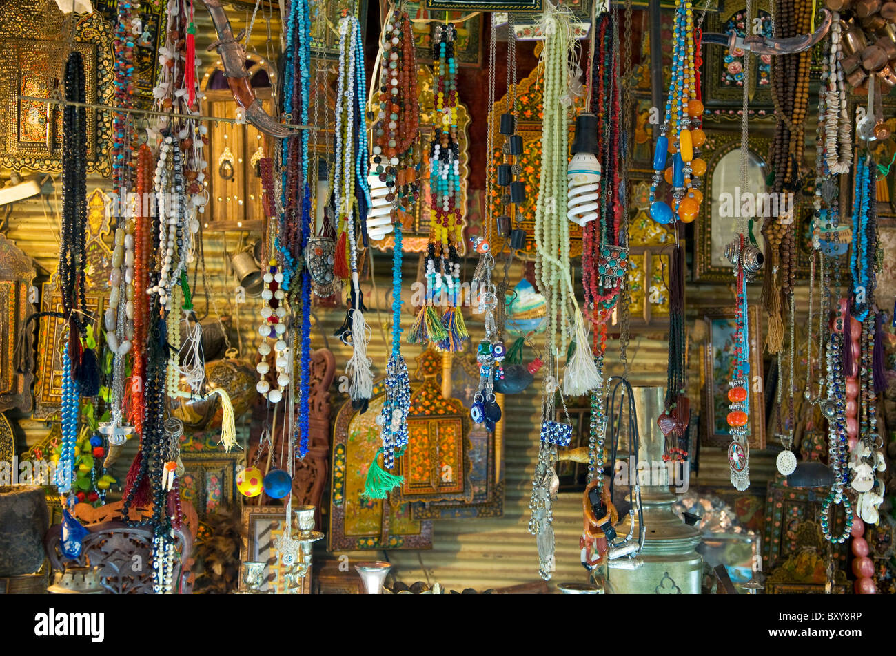 Decoration of an antique shop in Isfahan Grand Bazaar, Iran Stock Photo ...