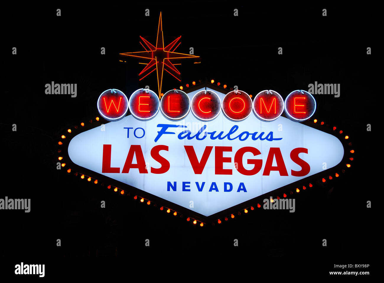 Las Vegas welcome sign on strip Stock Photo - Alamy