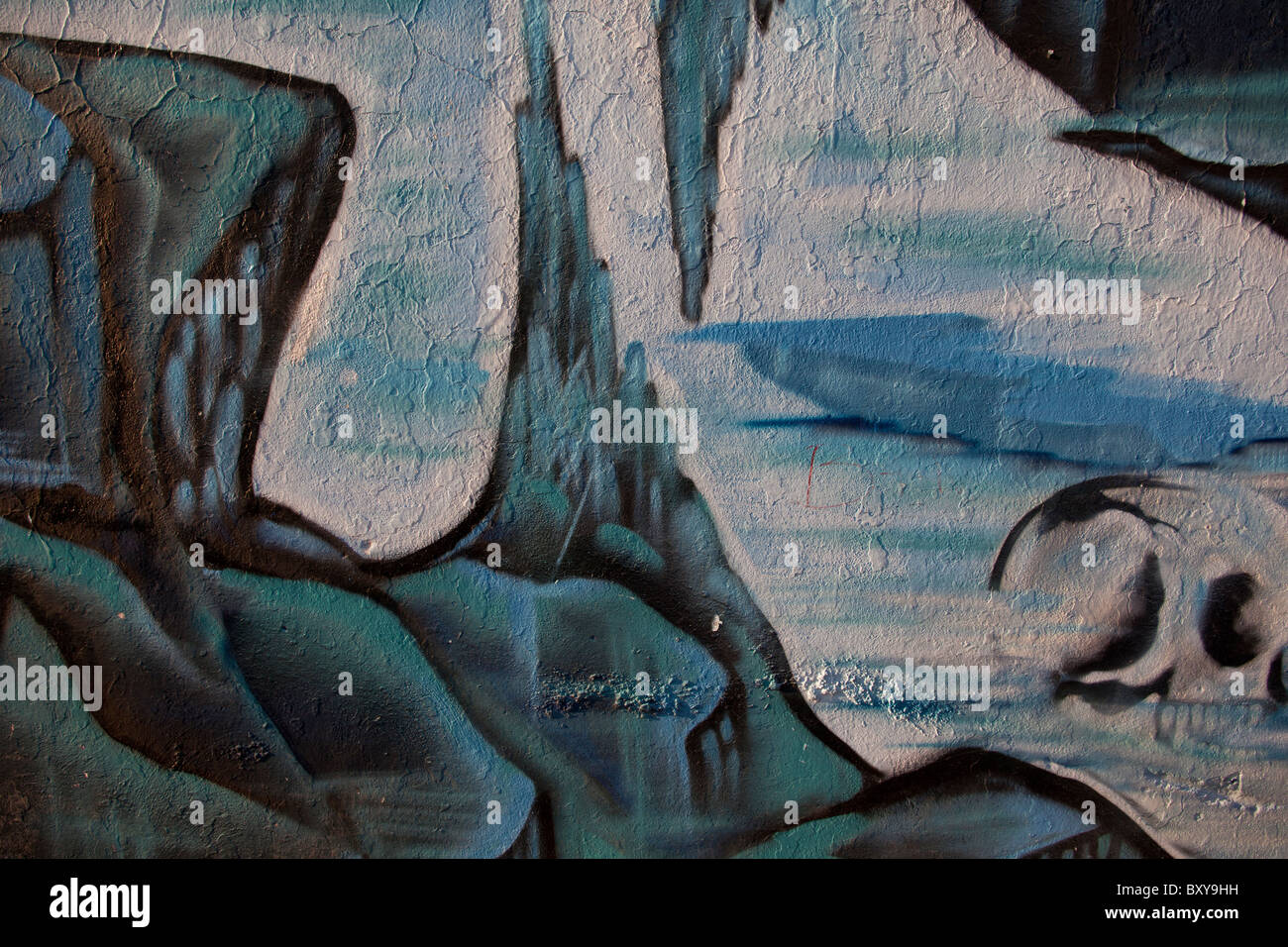 Skull and grim reaper wall mural along a street in the Spanish colonial ...