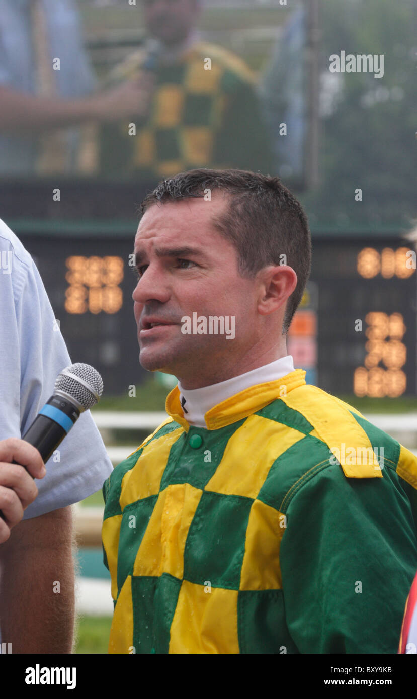 Hall of Fame jockey Kent Desmeroux being interviewed after riding Paddy ...