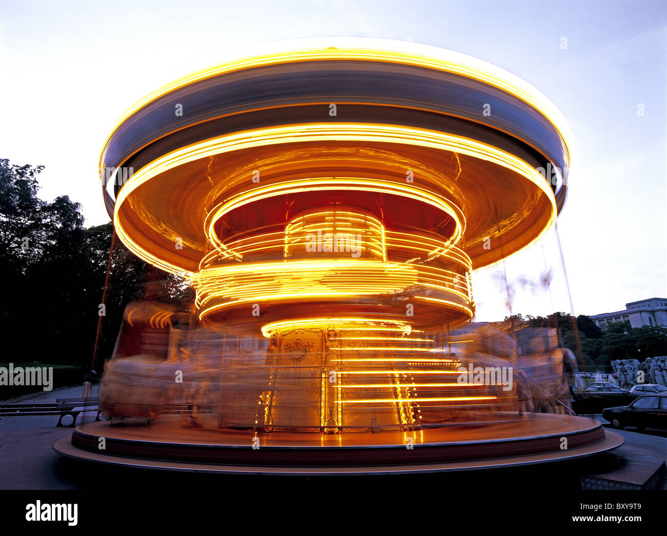 Spinning Carousel by Eiffel Tower, Paris, France Stock Photo - Alamy
