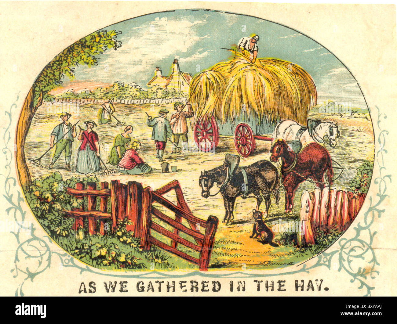 Victorian hay making scene circa 1845 Stock Photo - Alamy