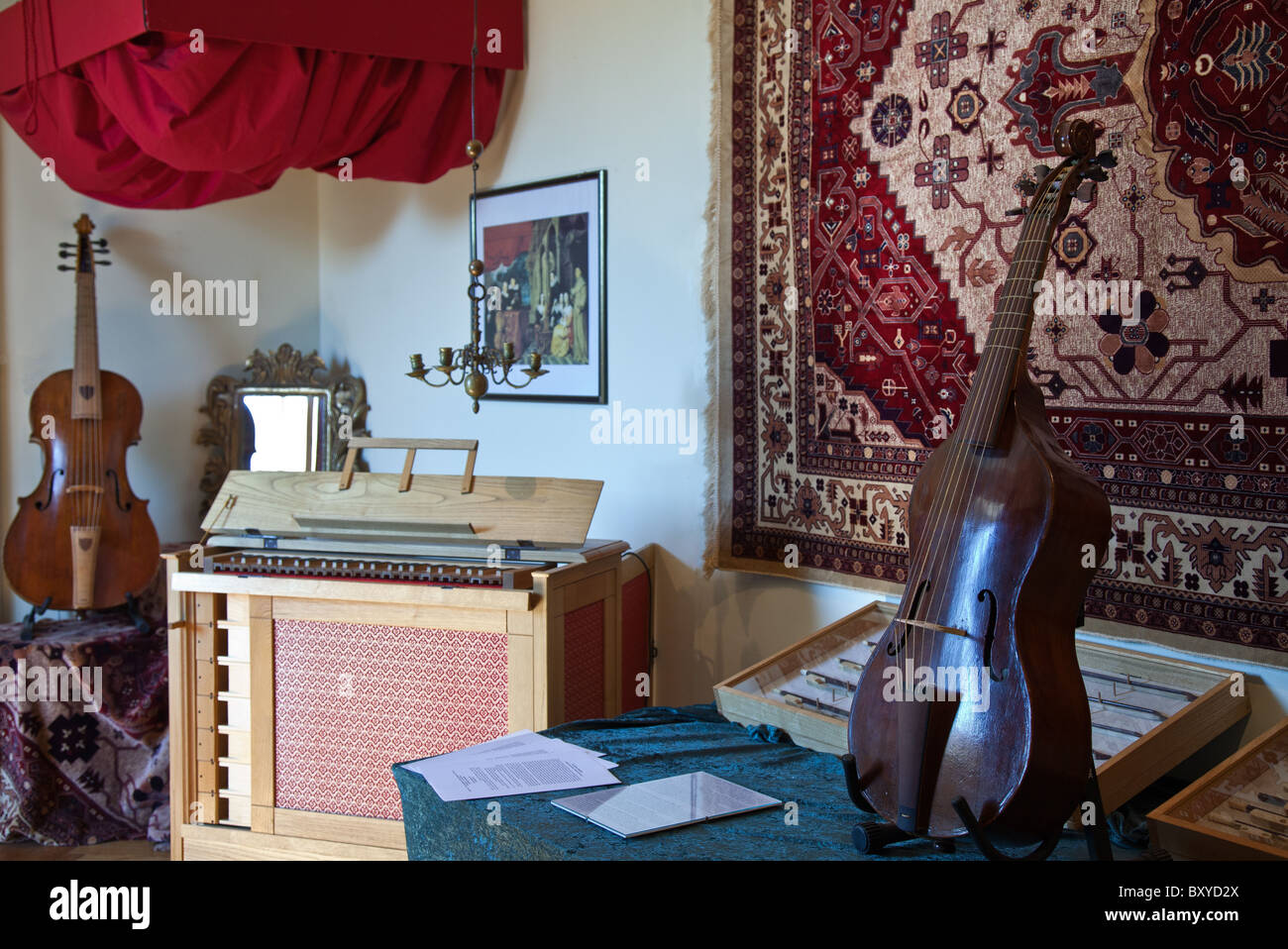 Italy, Trieste,musical instruments exybition in the Duino castle Stock ...