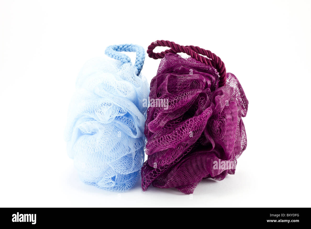 Purple and blue bath sponge Stock Photo - Alamy