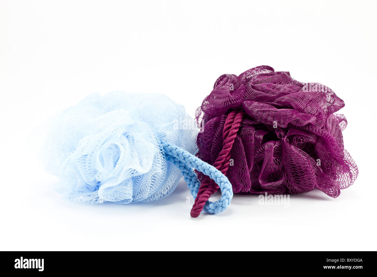 Purple and blue bath sponge Stock Photo - Alamy