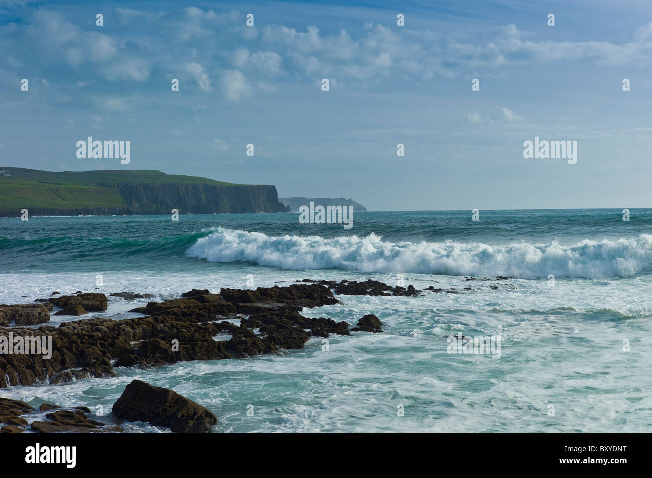 Cliffs of Moher and white horses waves and rocks from Doolin, County ...