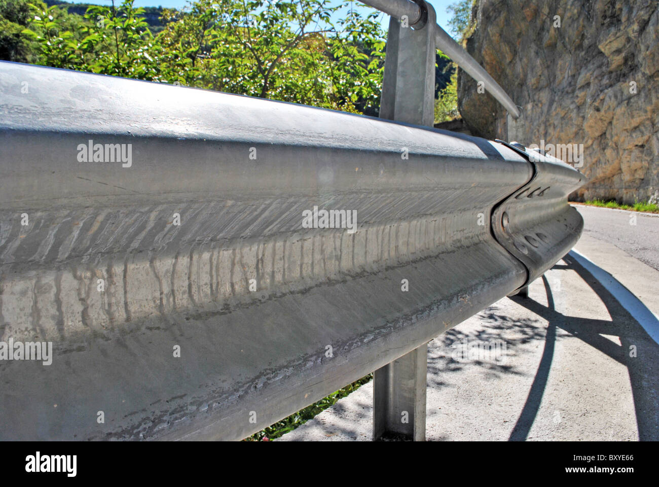 guardrail steel gray to protect autoveivoli and motorcycles Stock Photo ...