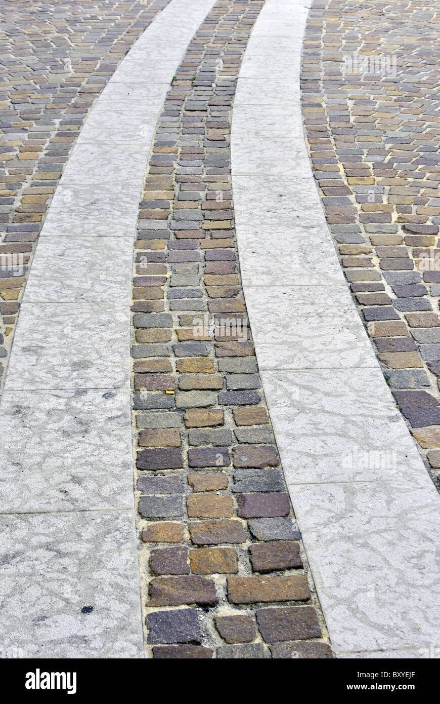 paving slabs and blocks of porphyry with white and colored shades Stock ...