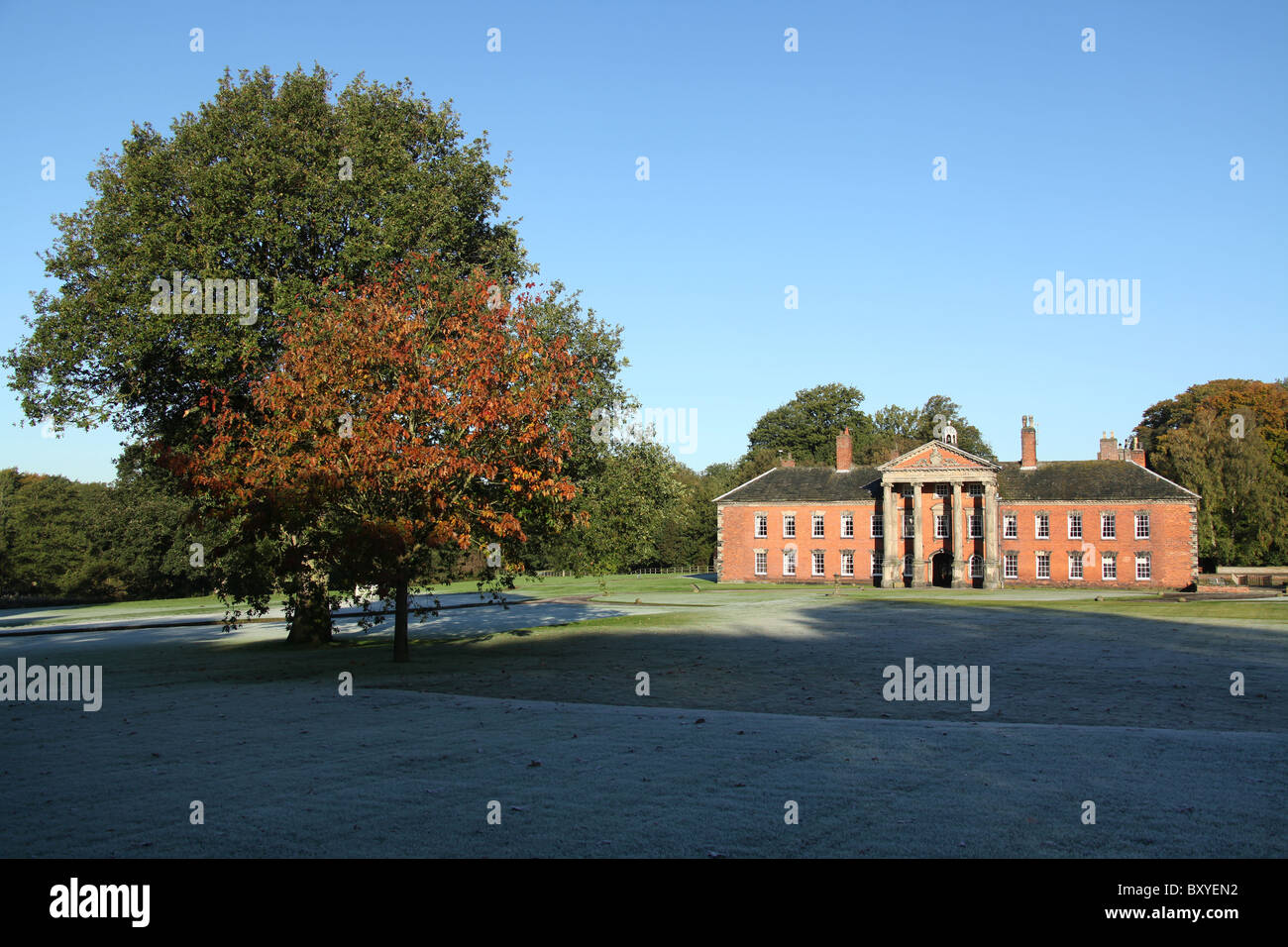 Adlington Hall & Gardens, England. Early morning autumnal view of ...