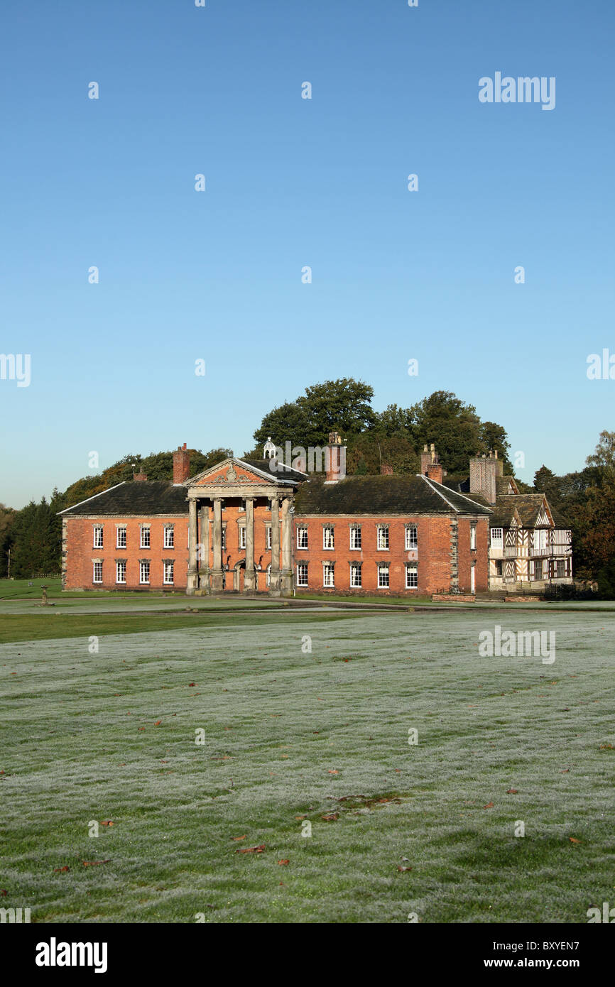 Adlington Hall & Gardens, England. Early morning frosty view of ...