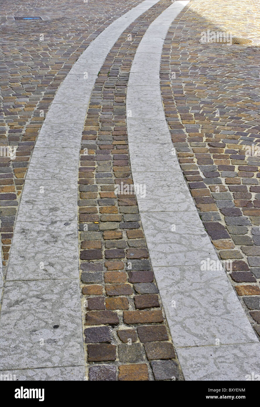 paving slabs and blocks of porphyry with white and colored shades Stock ...