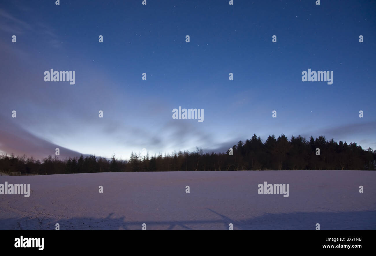 snowy landscape by moonlight Stock Photo - Alamy