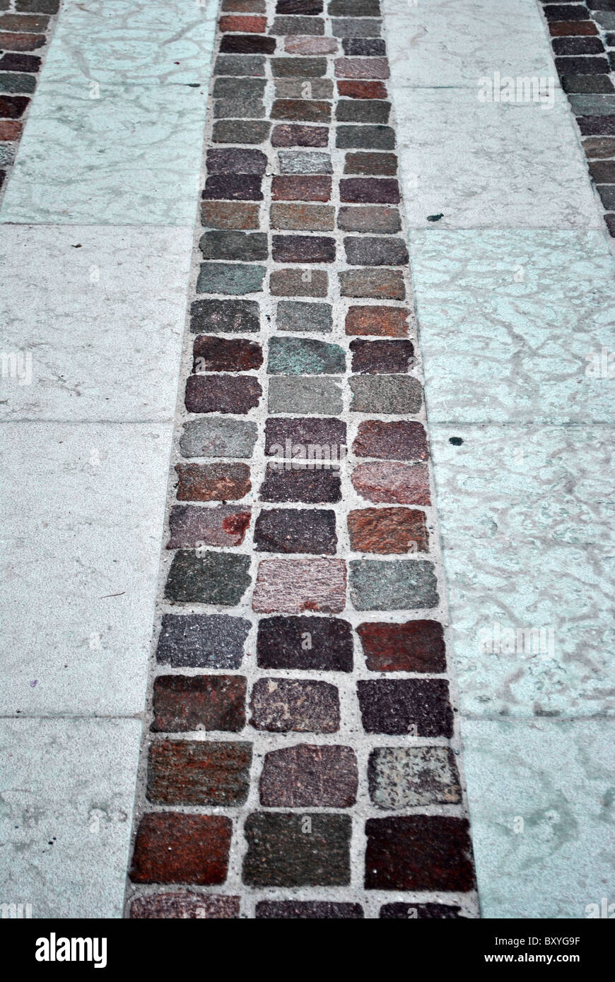 paving slabs and blocks of porphyry with white and colored shades Stock ...