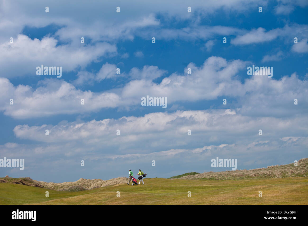 Golfers at Doonbeg Golf Club, County Clare, West of Ireland Stock Photo ...