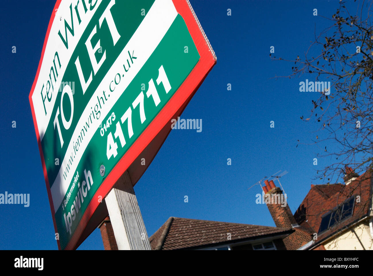 House to let with advertising board England UK Stock Photo - Alamy