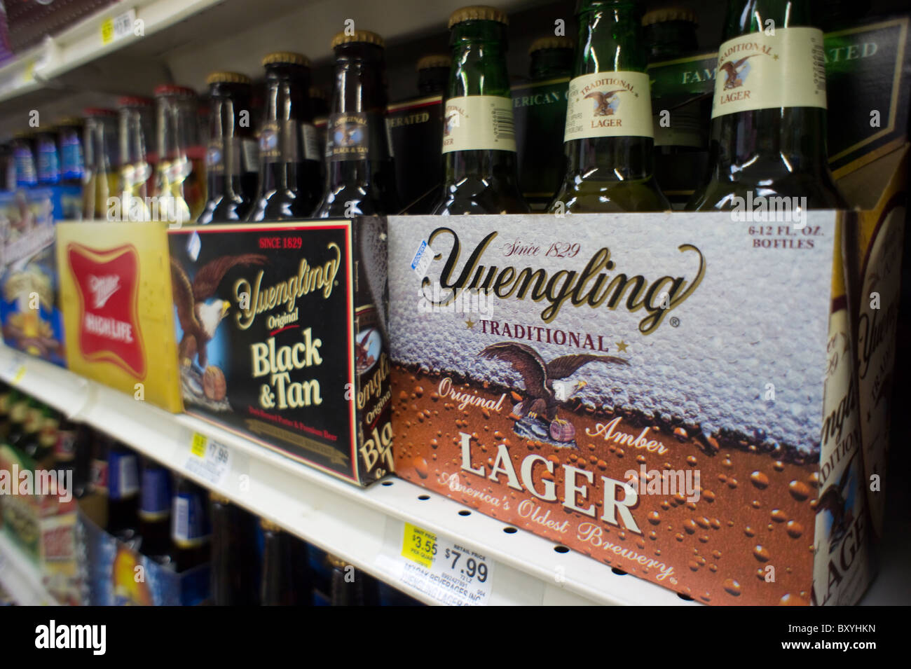 Six-packs of Yeungling beer are seen on a grocery store shelf in New ...