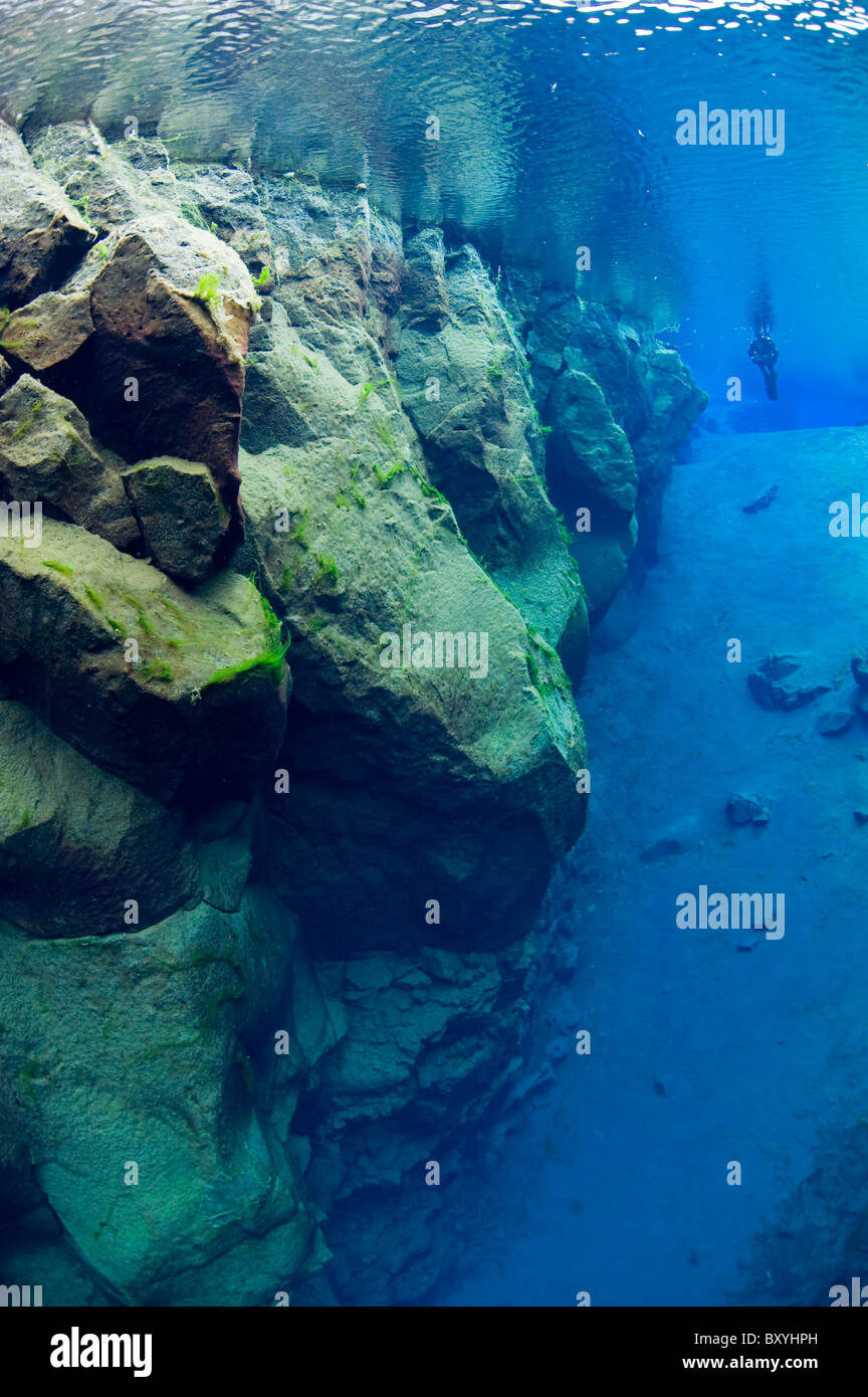 Silfra lagoon, Silfra crack, Thingvellir Lake, Iceland Stock Photo - Alamy