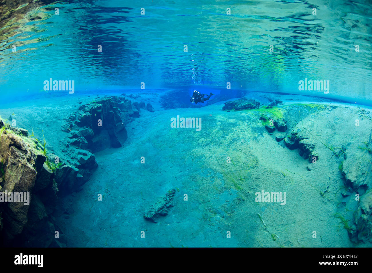 Silfra lagoon, Silfra crack, Thingvellir Lake, Iceland Stock Photo - Alamy