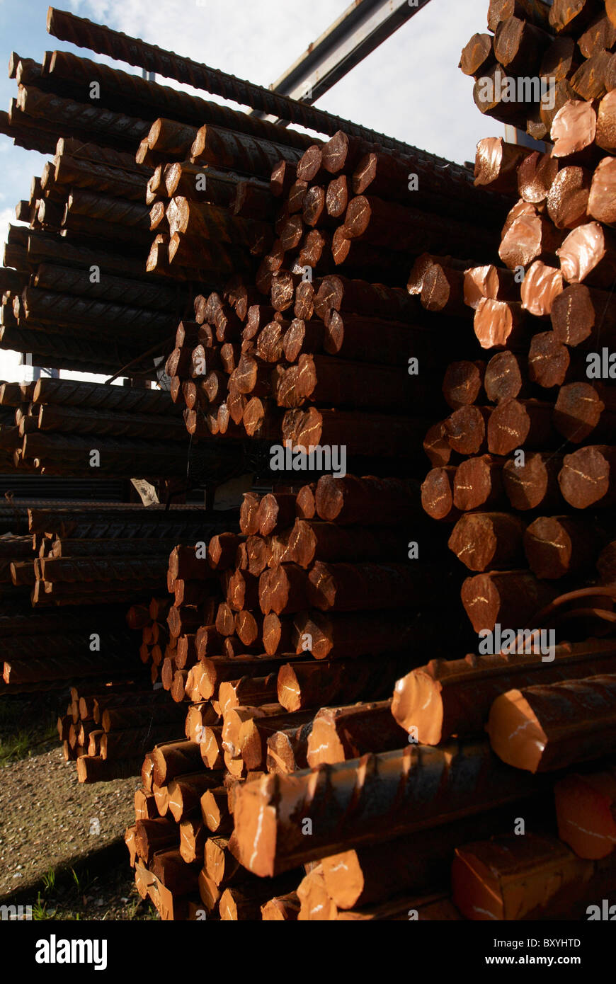 Concrete reinforcement: stack of steel rebar cut and bent Stock Photo ...