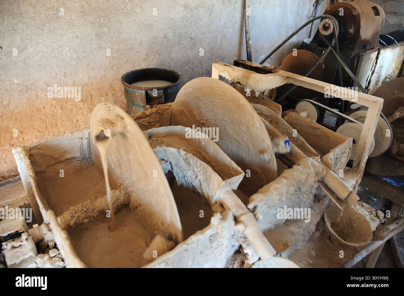 Primitive machinery used for extraction and purification of silver at ...