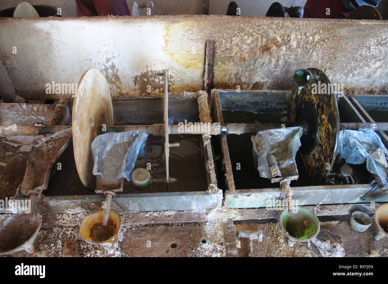 Primitive machinery used for extraction and purification of silver at ...