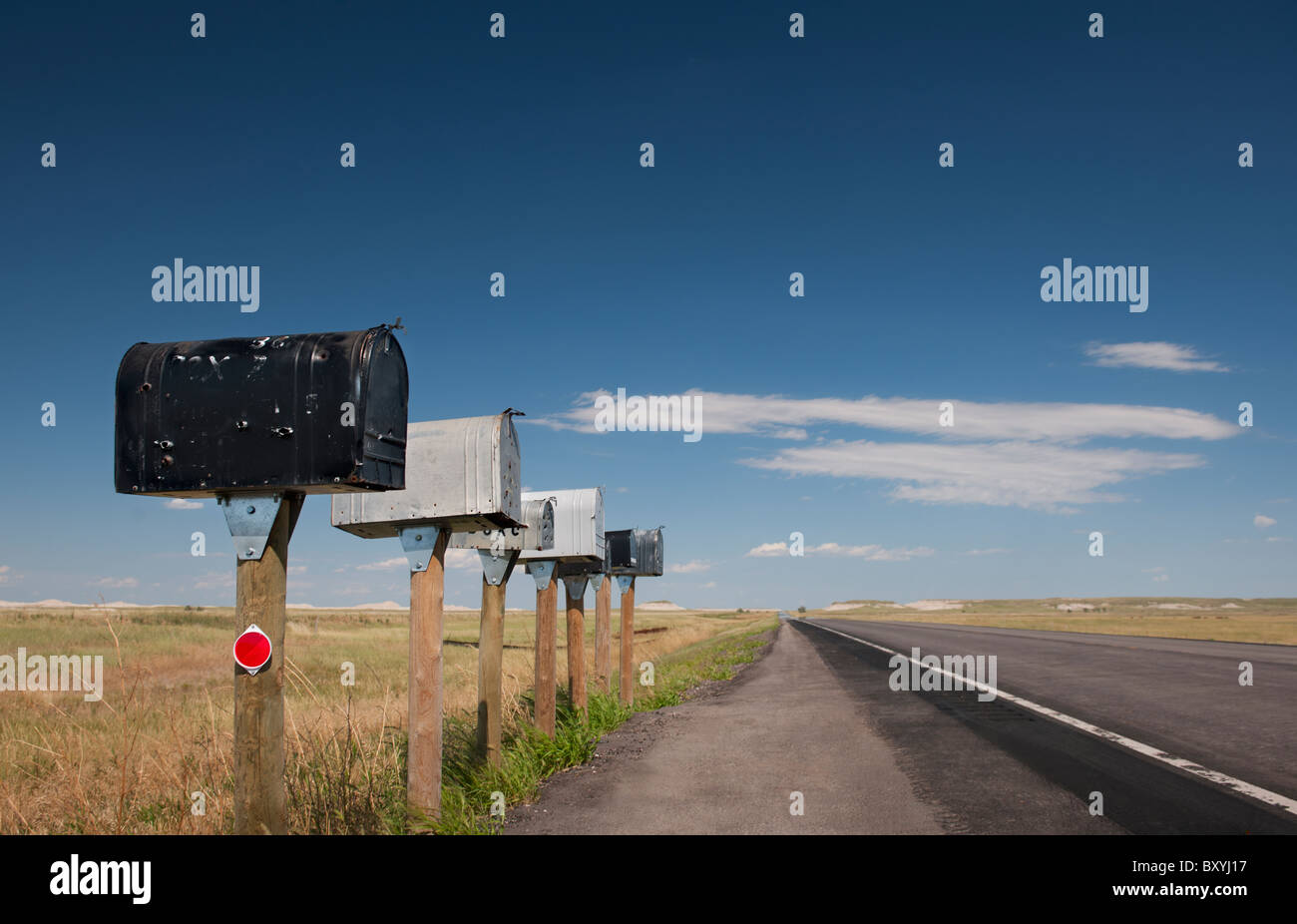 Row of rural mailboxes on roadside Stock Photo - Alamy
