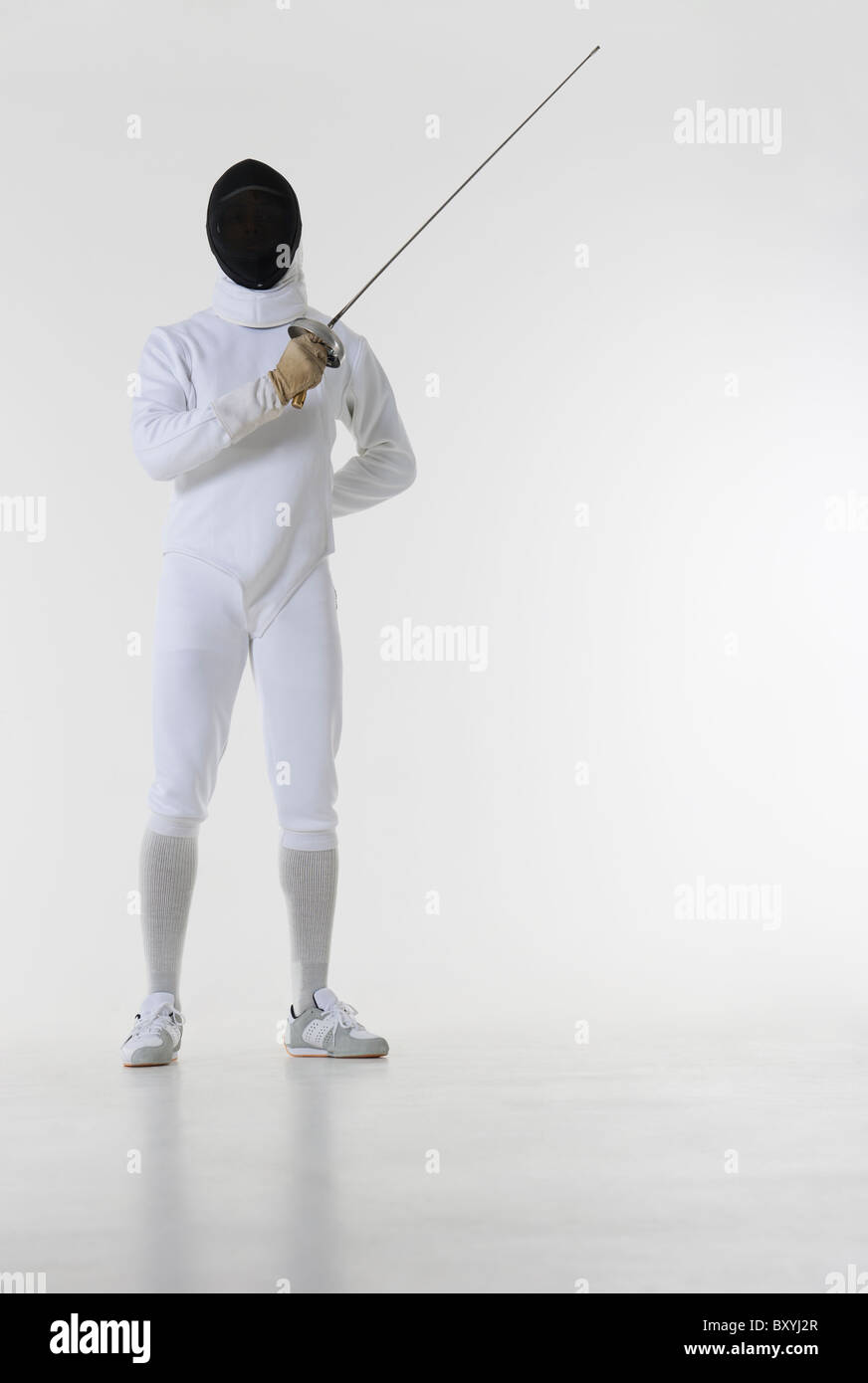 Studio shot of fencer Stock Photo - Alamy