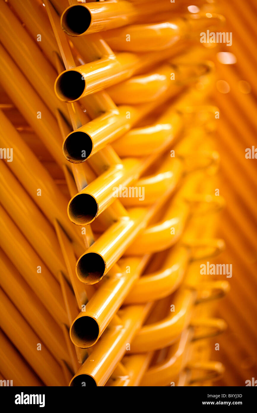 Stacked Yellow pipes Vigo Spain Stock Photo - Alamy