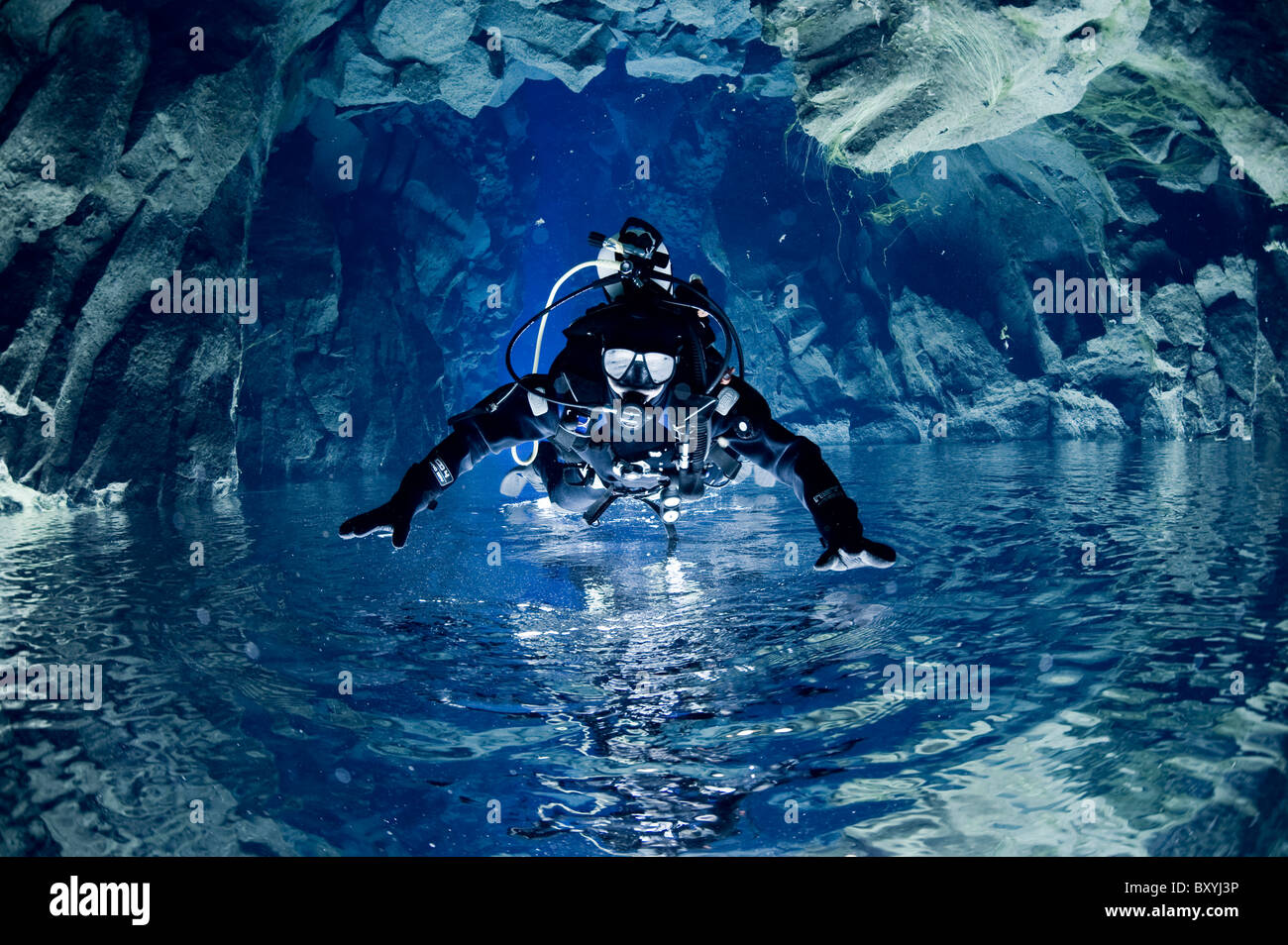 Silfra lagoon, Silfra crack, Thingvellir Lake, Iceland Stock Photo - Alamy