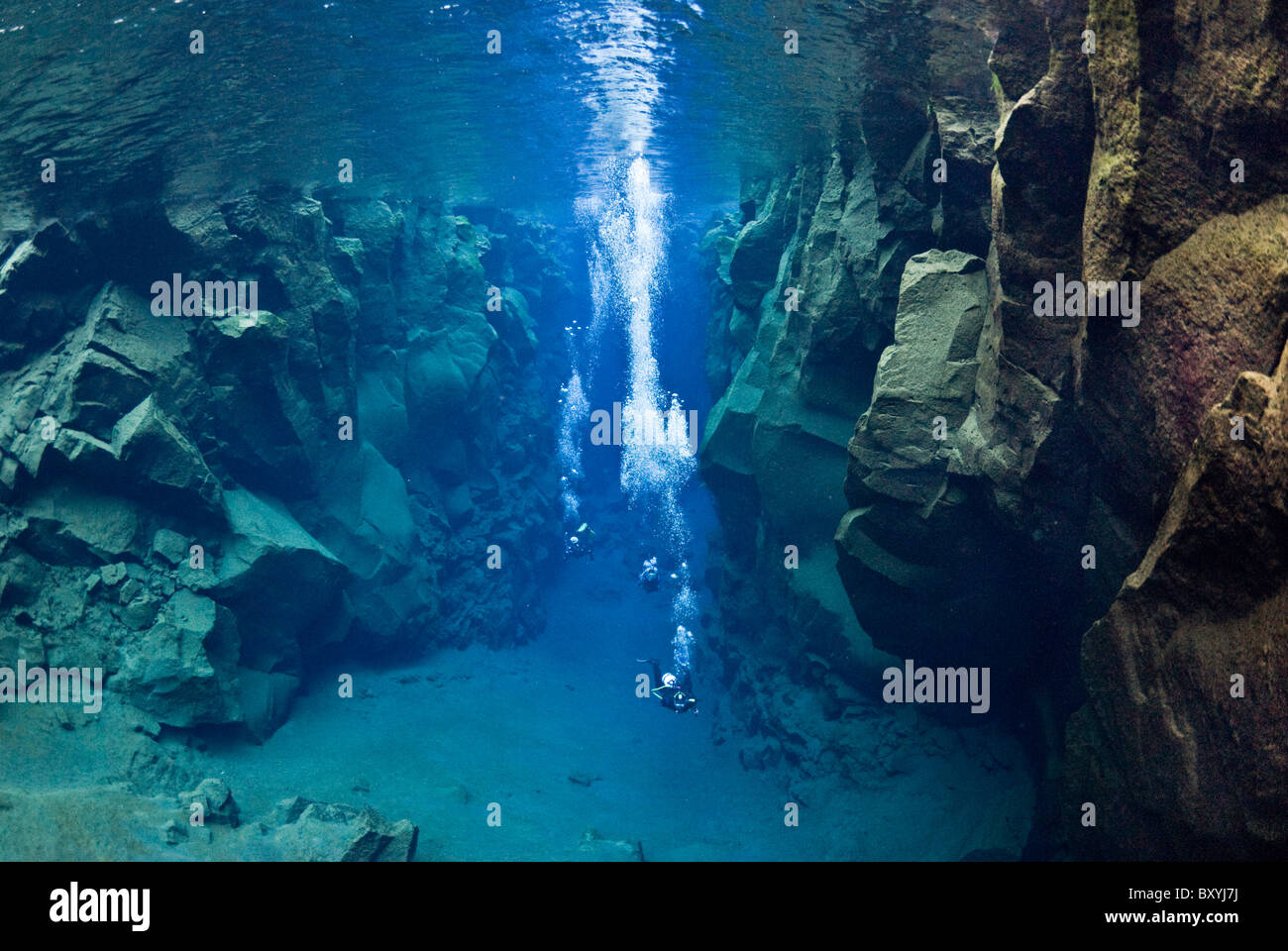 Silfra lagoon, Silfra crack, Thingvellir Lake, Iceland Stock Photo - Alamy