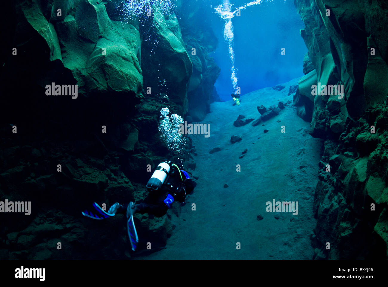 Silfra lagoon, Silfra crack, Thingvellir Lake, Iceland Stock Photo - Alamy