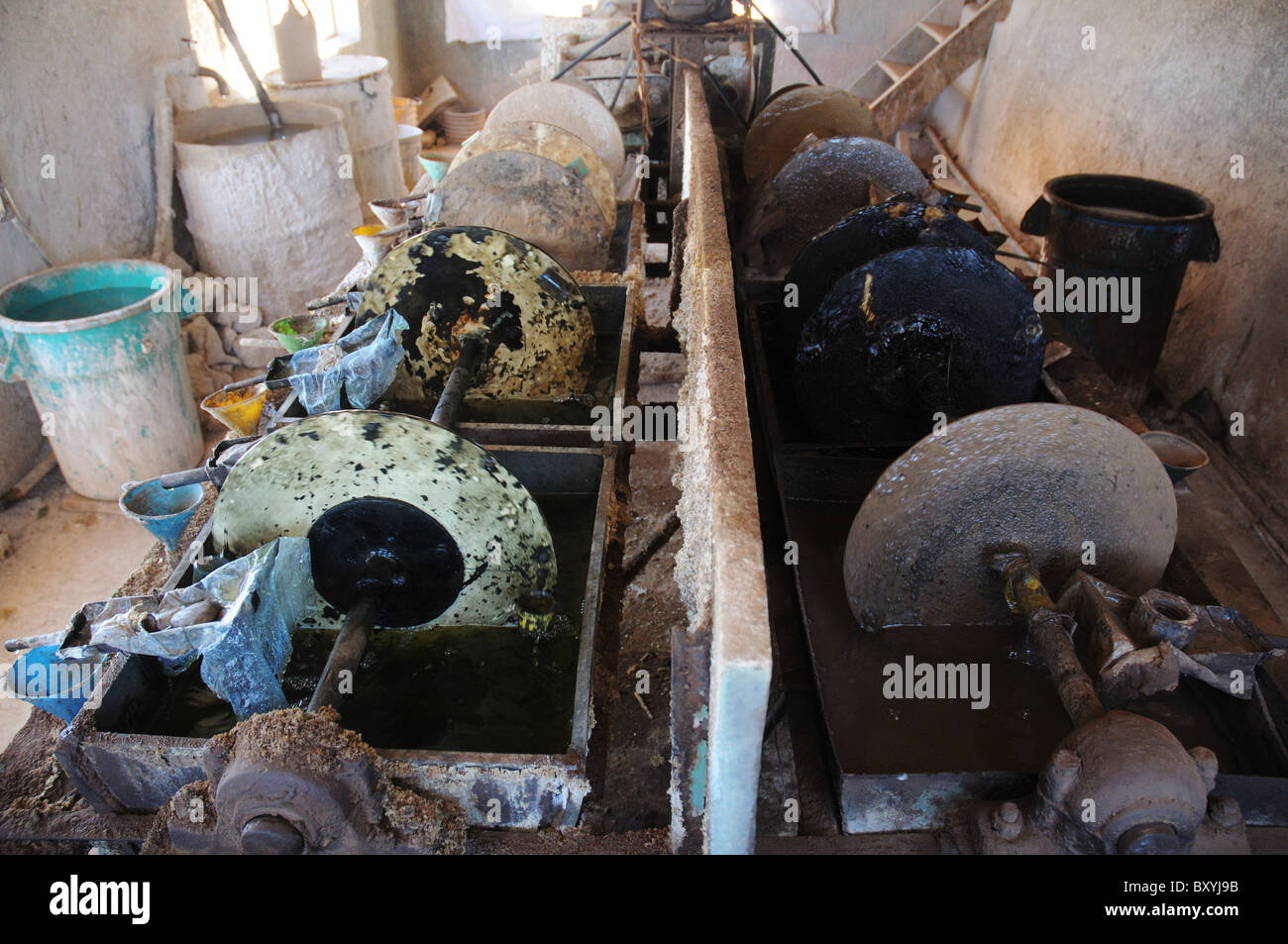Primitive machinery used for extraction and purification of silver at ...