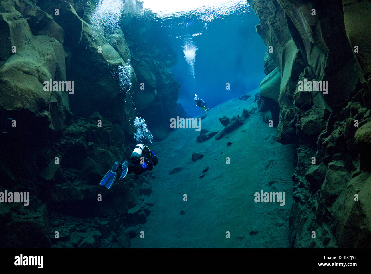 Silfra lagoon, Silfra crack, Thingvellir Lake, Iceland Stock Photo - Alamy