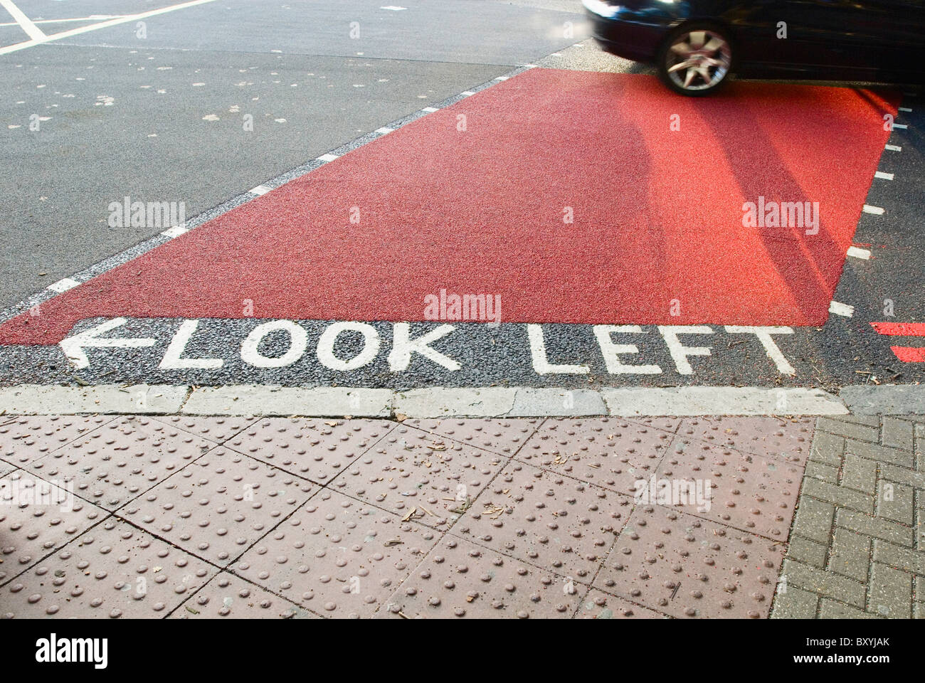 Look Left road sign UK Stock Photo - Alamy