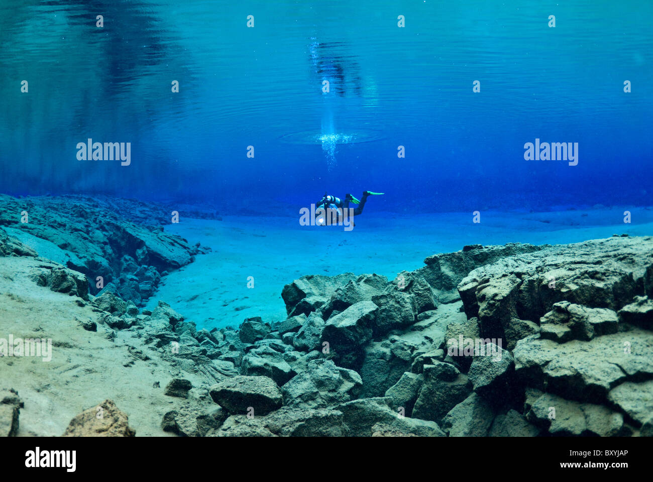 Silfra lagoon, Silfra crack, Thingvellir Lake, Iceland Stock Photo - Alamy