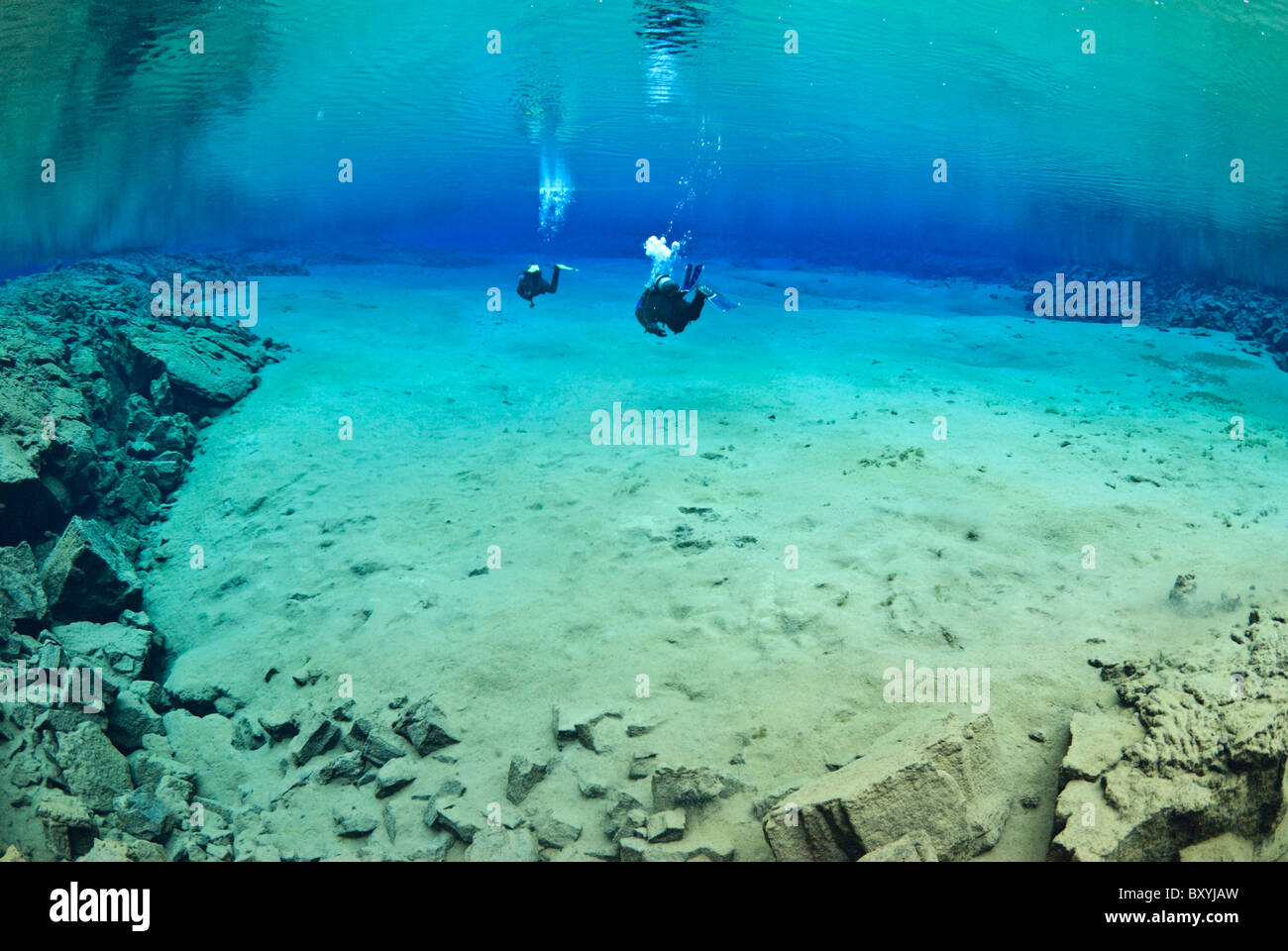 Silfra lagoon, Silfra crack, Thingvellir Lake, Iceland Stock Photo - Alamy
