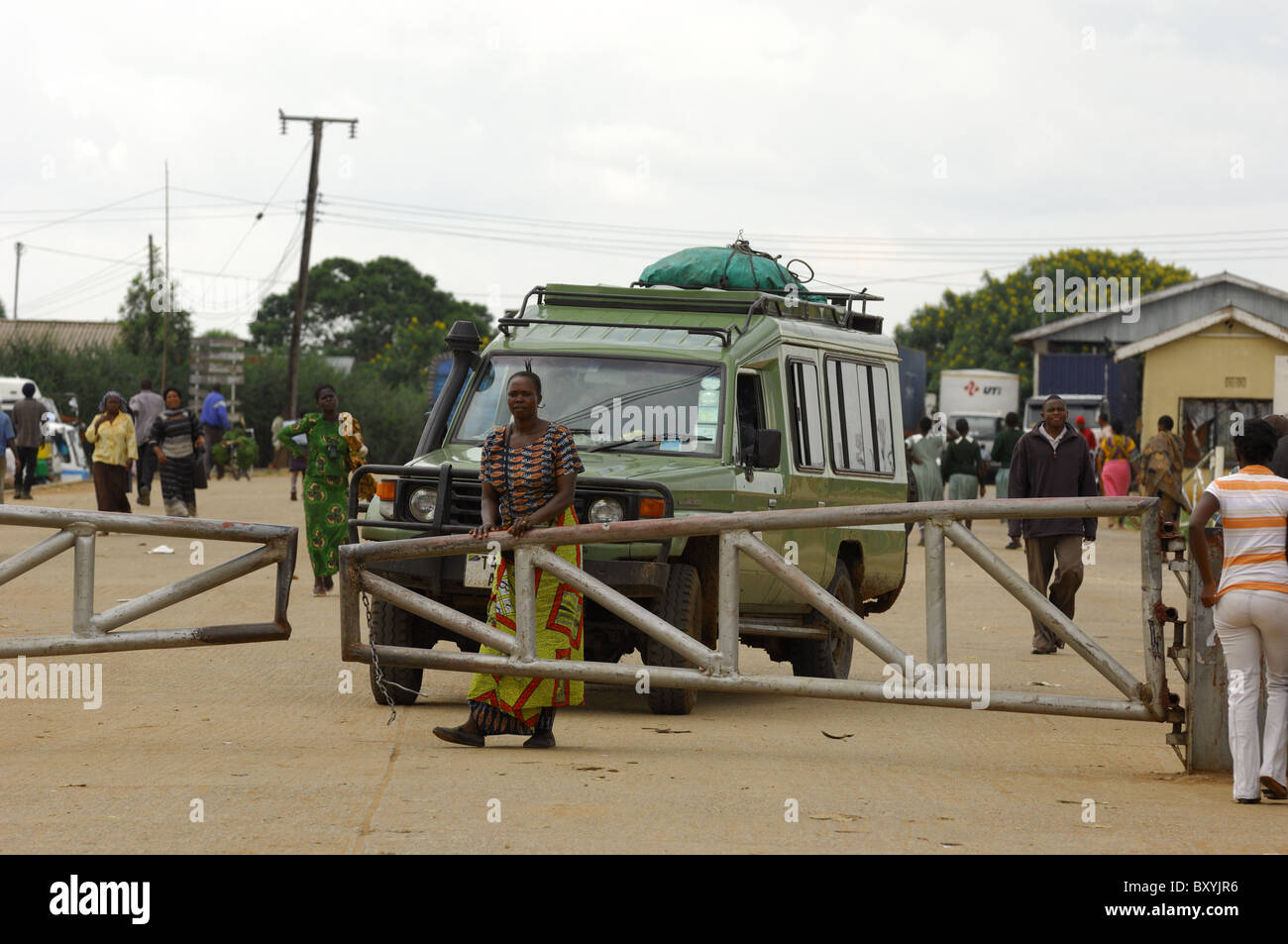 Passing the border from Kenya to Tanzania near Isebania near lake ...