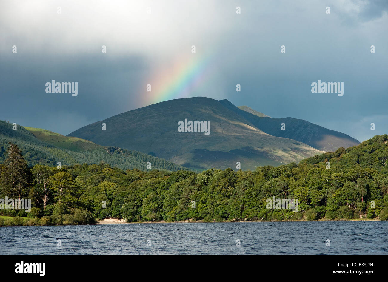 Rainbow over Saddleback near Keswick in the Lake District Stock Photo ...