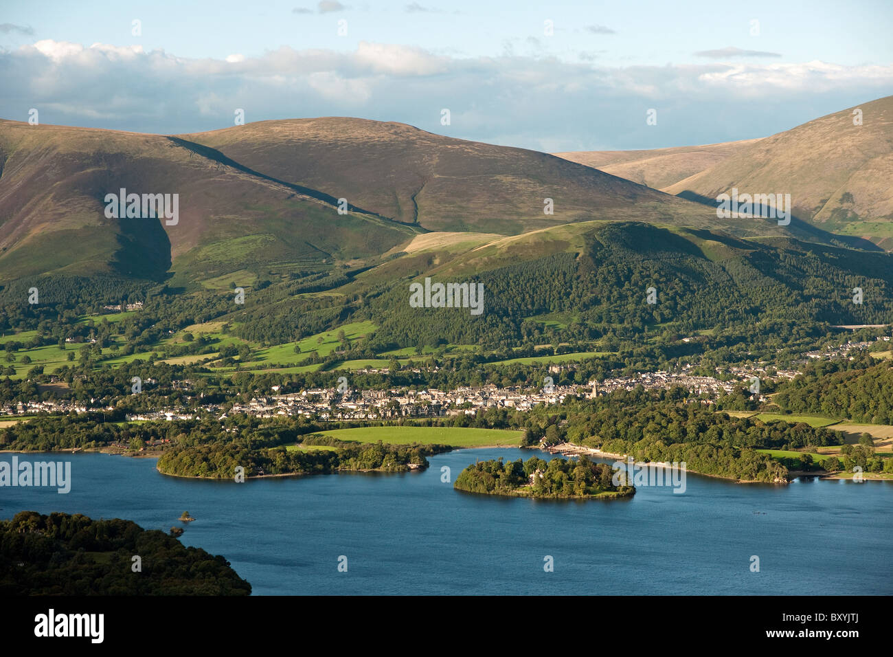 Derwent Water, Derwent Island, and Keswick seen from the ascent to Cat ...