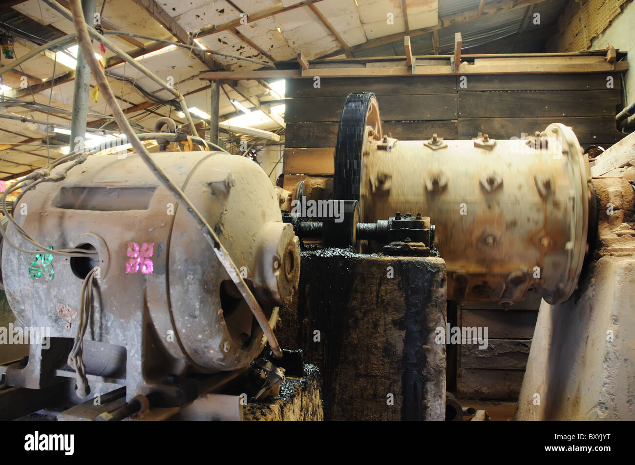 Primitive machinery used for extraction and purification of silver at ...