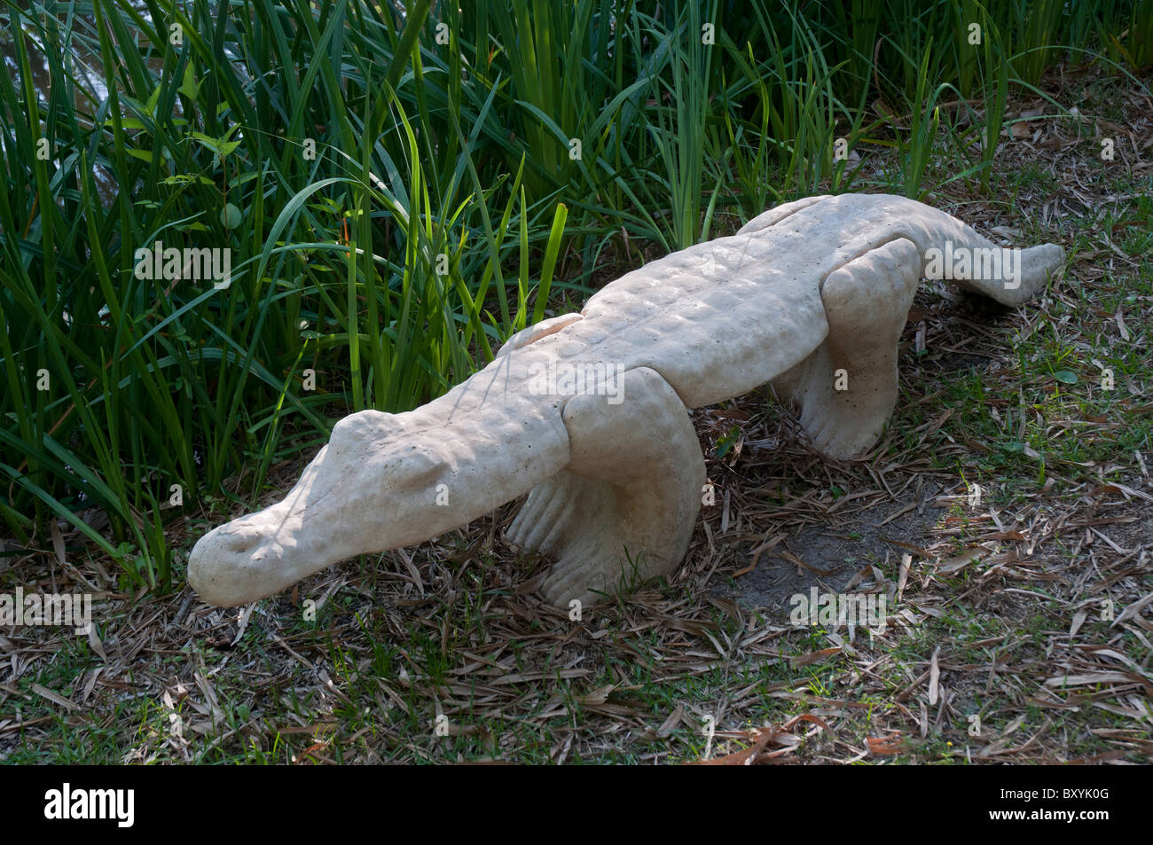 concrete alligator bench at Kanapaha Gardens Gainesville Florida Stock ...