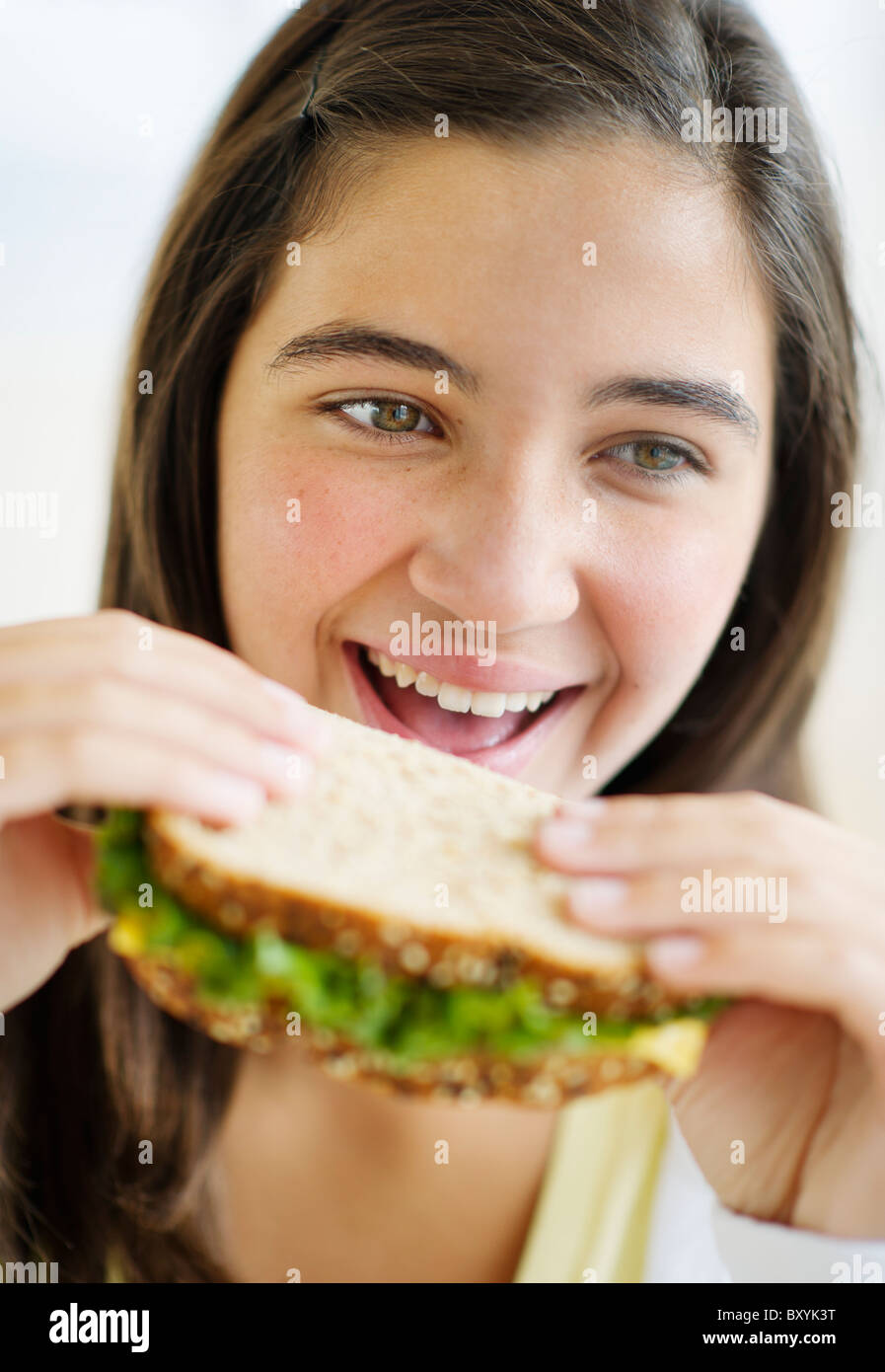 Smiling girl open sandwich hi-res stock photography and images - Alamy
