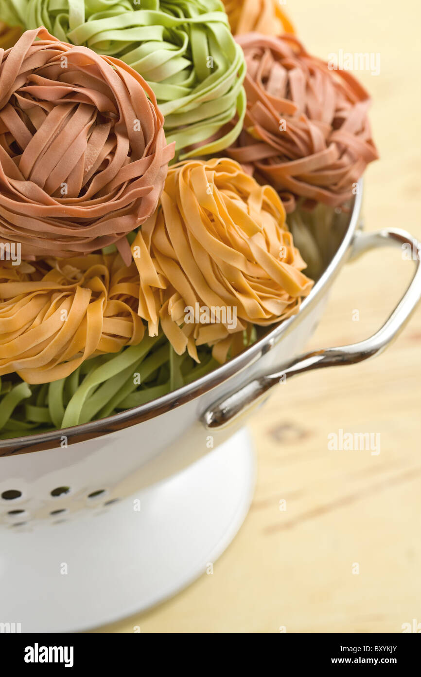 the pasta tagliatelle in colander Stock Photo - Alamy