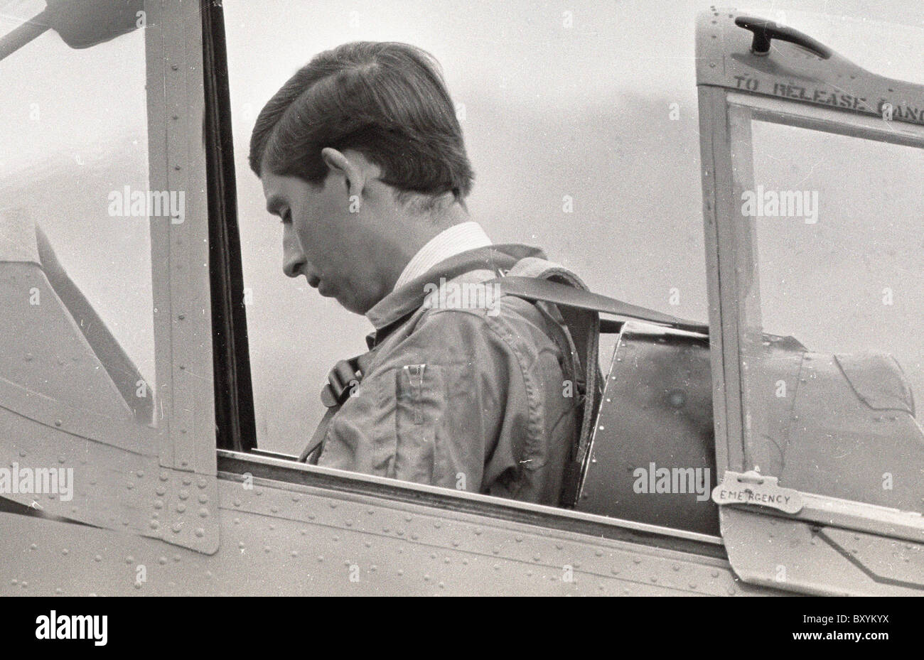 Prince Charles learning to fly at RAF Tangmere in August 1968 in a de ...