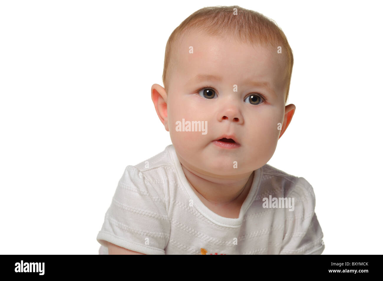 The baby. Age of 8 months. It is isolated on a white background Stock ...