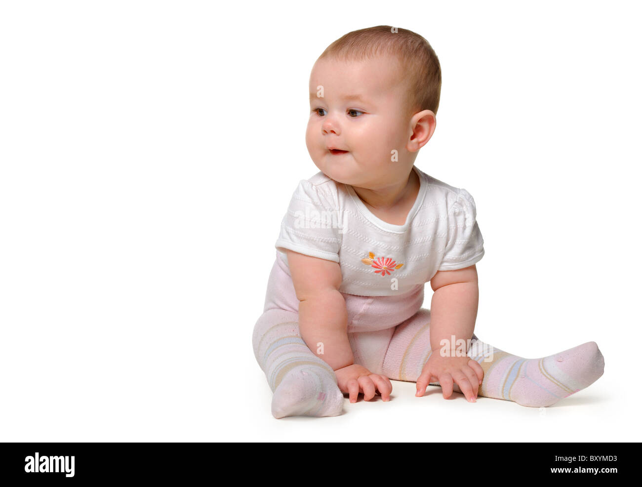 The baby. Age of 8 months. It is isolated on a white background Stock ...