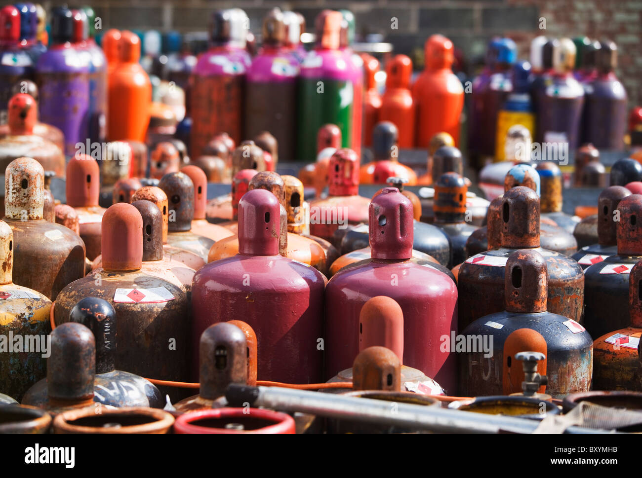 Large group of old cylinders Stock Photo - Alamy