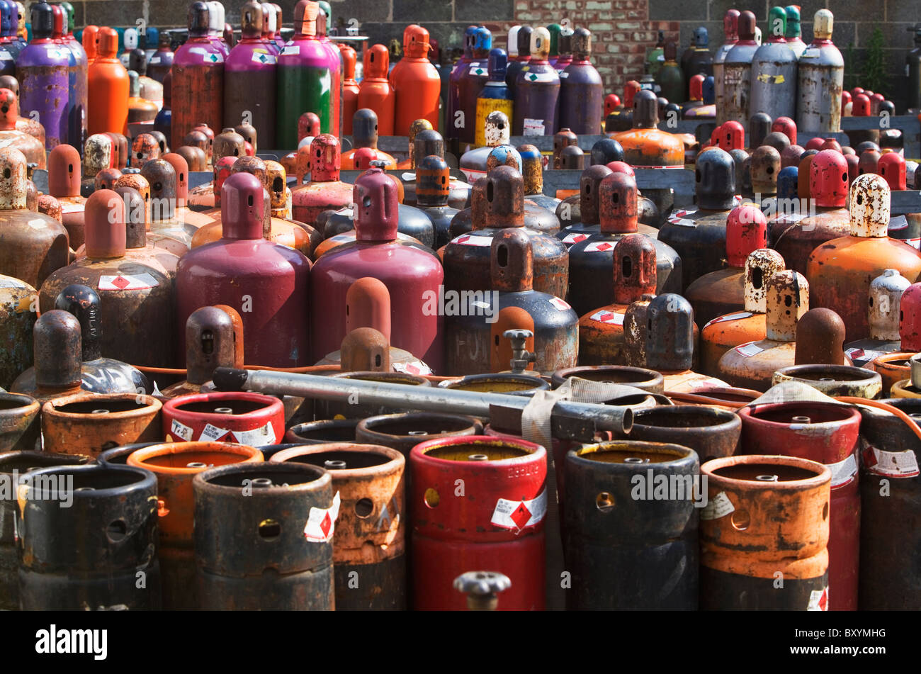 Large group of old cylinders Stock Photo - Alamy